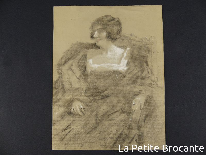 Antoine Louis Manceaux, portrait de femme, fusain et craie