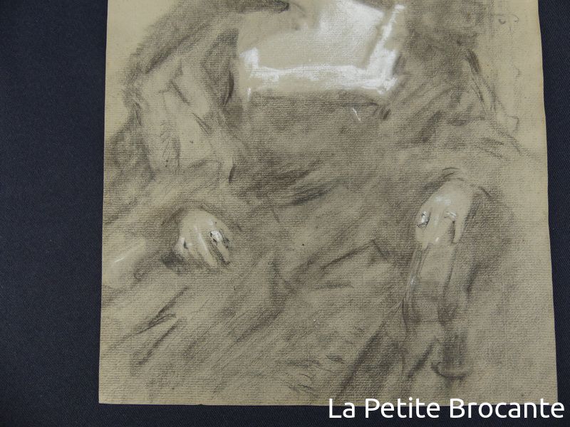 Antoine Louis Manceaux, portrait de femme, fusain et craie
